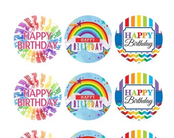 Pink Happy Birthday Cupcake Toppers / Labels / Tags 12 X 2 | Etsy