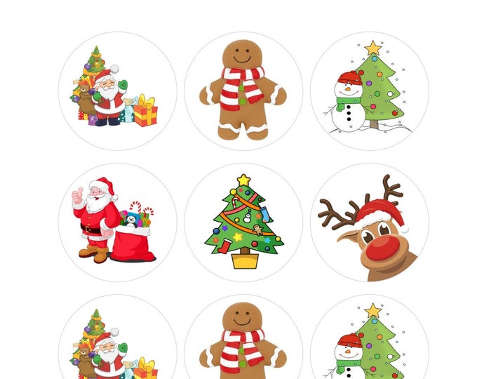 Edible Childrens Cupcake Toppers - Christmas Themed Toppers - Santa ...
