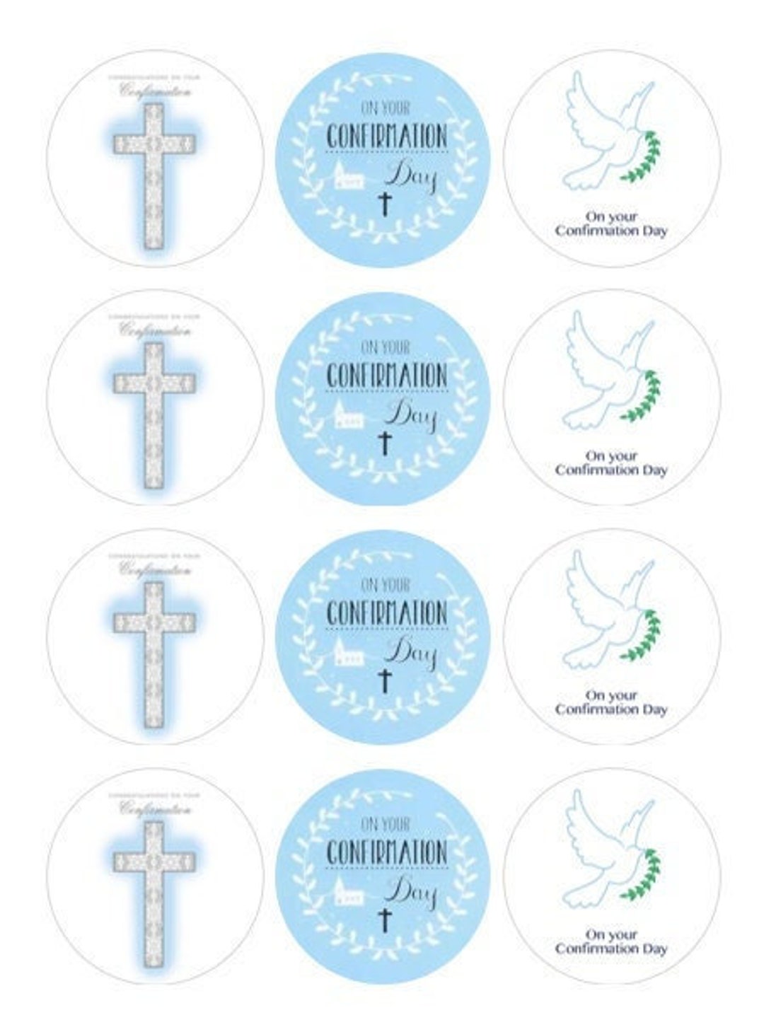 Edible Confirmation Cupcake Toppers - Edible Confirmation Day Toppers ...