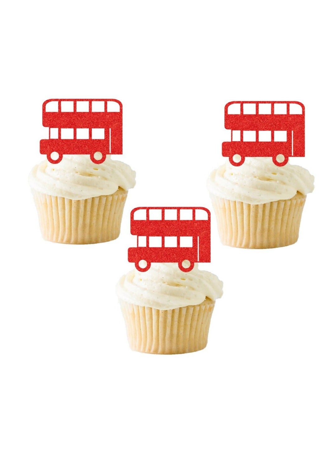 Bus Cupcake Toppers / Double Decker Cupcake Toppers / Travel Bus ...
