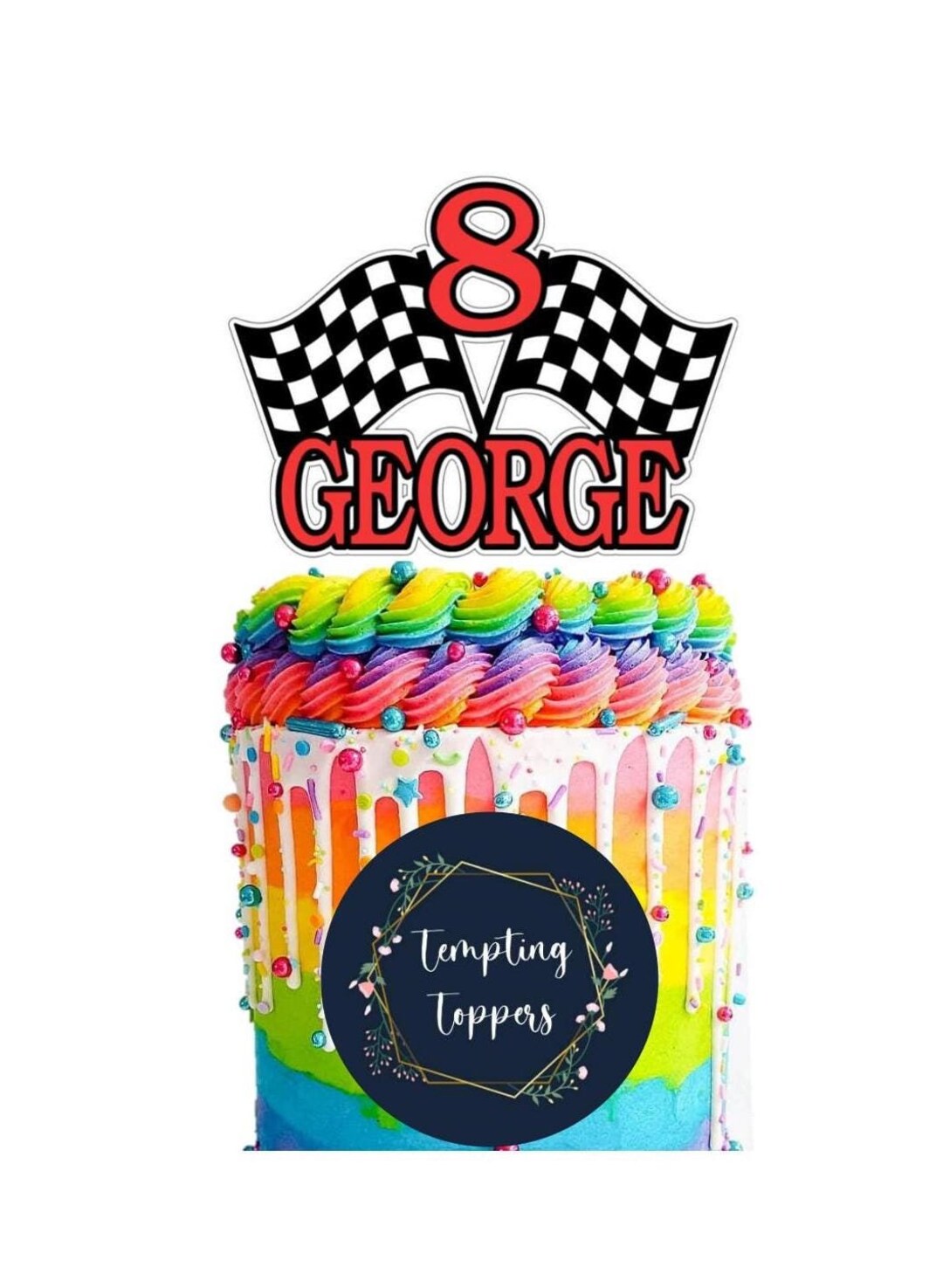 Racing Flags Cake Topper - Personalised Racing Cake Topper ...