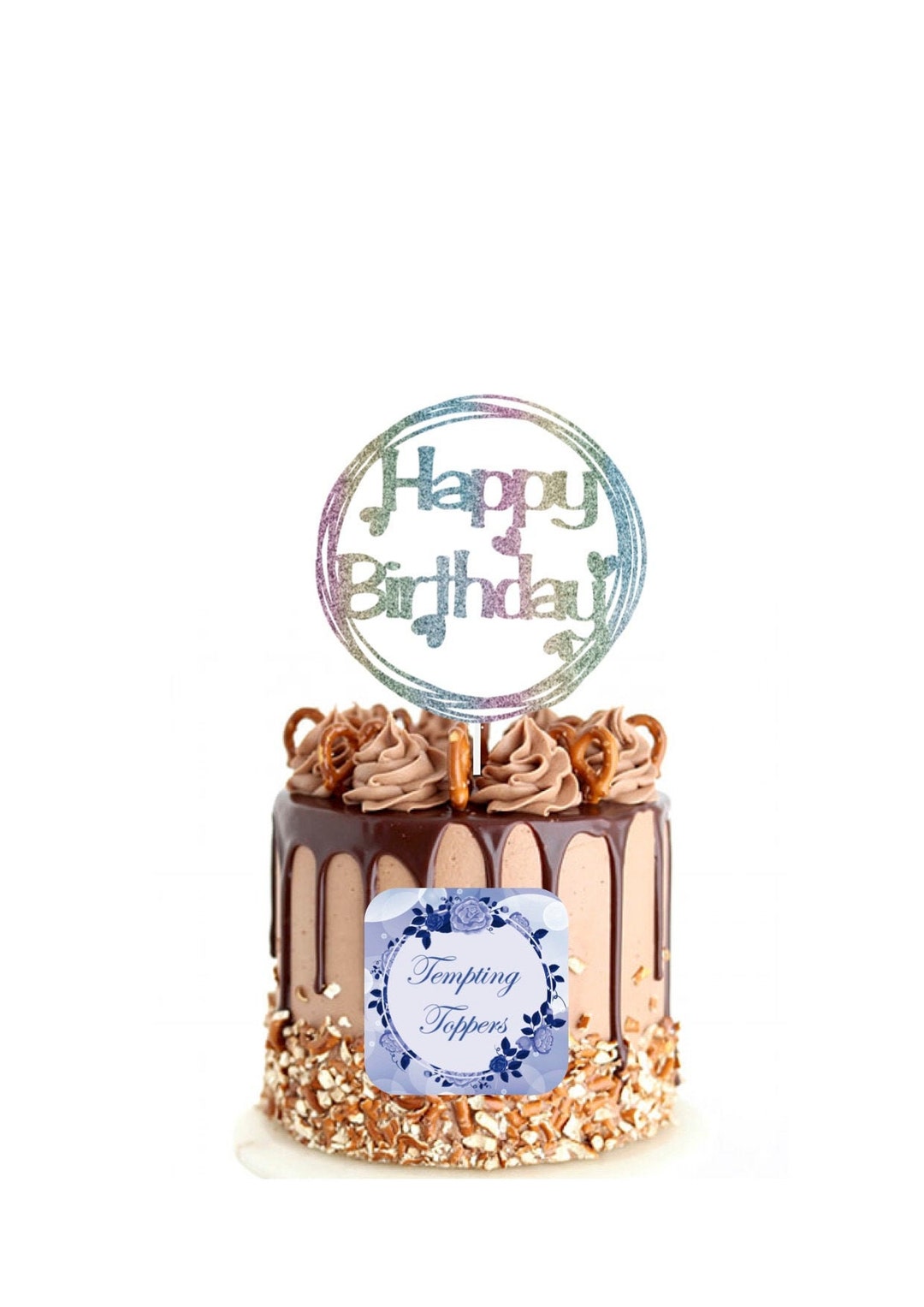 Rainbow Glitter Happy Birthday Cake Topper - Etsy