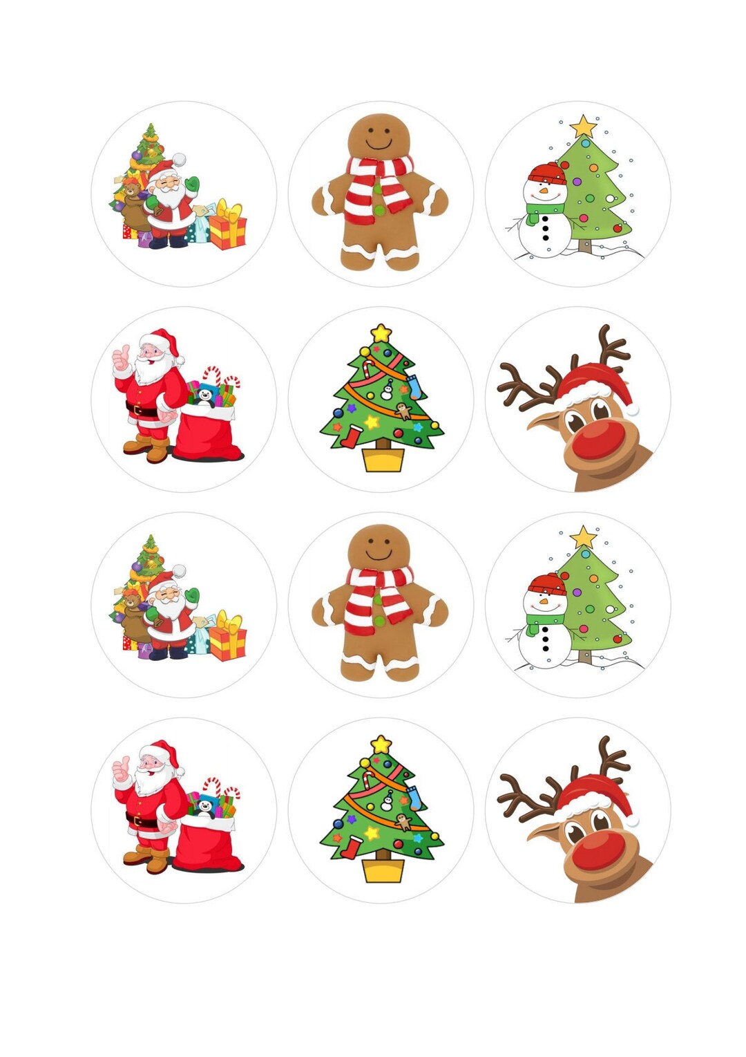 Edible Childrens Cupcake Toppers Christmas Themed Toppers - Etsy