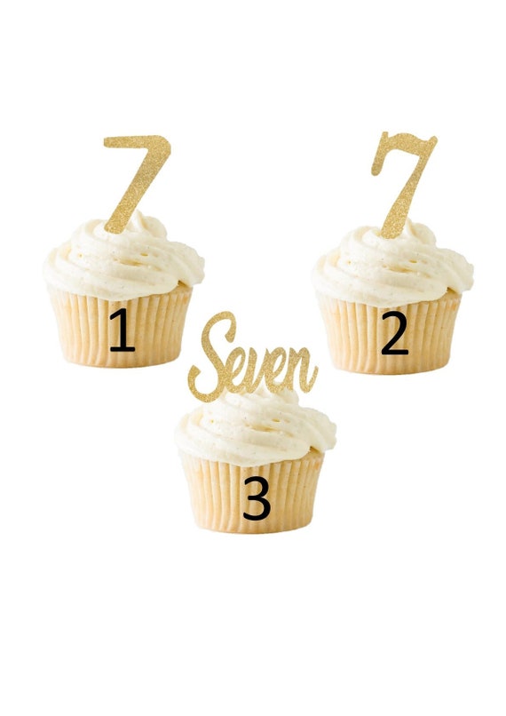 Number 7 Cupcake Toppers / 7th Cupcake Toppers / Seven Cupcake | Etsy
