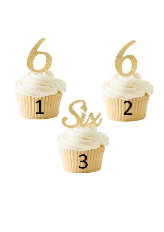 Number 6 Cupcake Toppers / 6th Birthday Toppers / Six Cupcake | Etsy UK