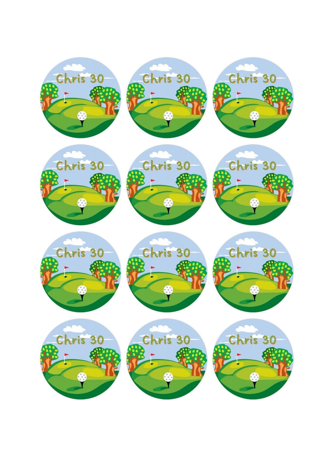 Personalised Edible Golf Cupcake Toppers - Personalised Golfer Toppers ...