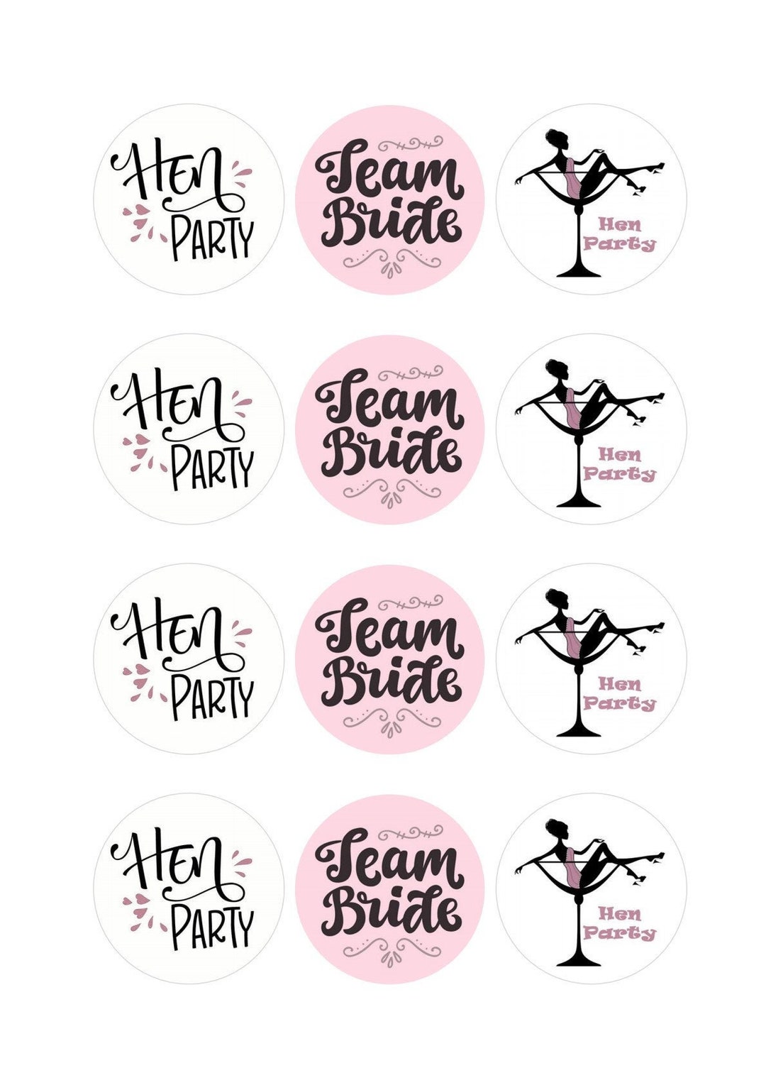 Hen Party Cupcake Toppers / Bride Toppers / Hen / Labels / Tags - 12 X ...