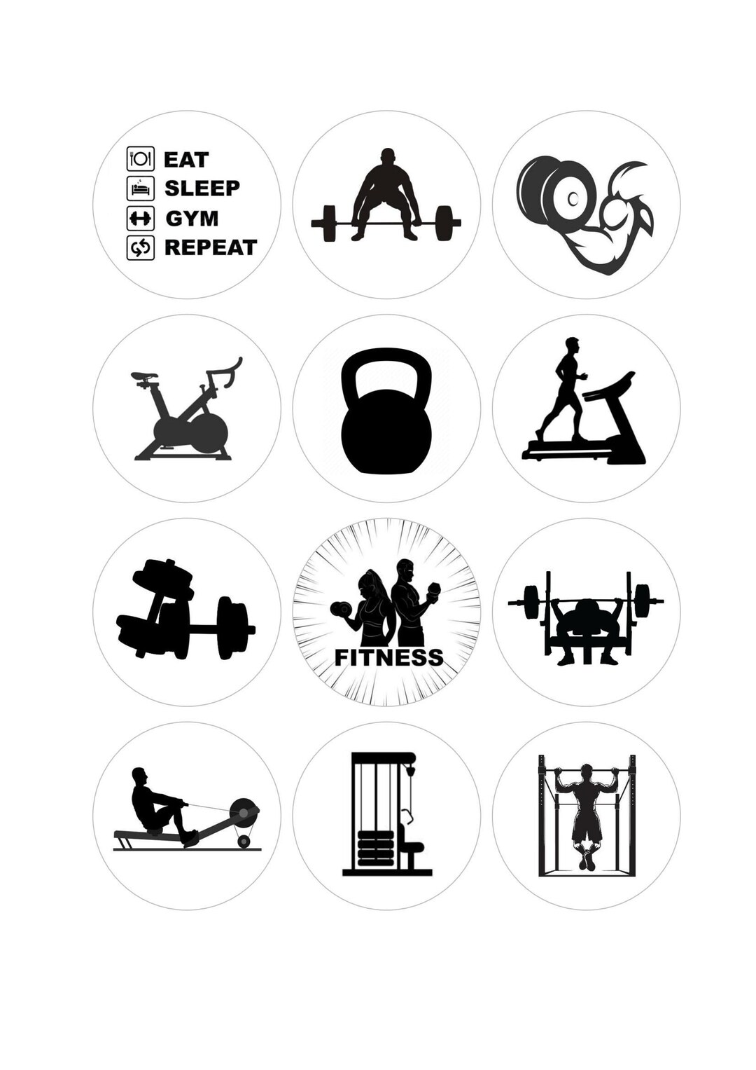 Edible Gym Cupcake Toppers Edible Exercise Toppers Edible Workout ...