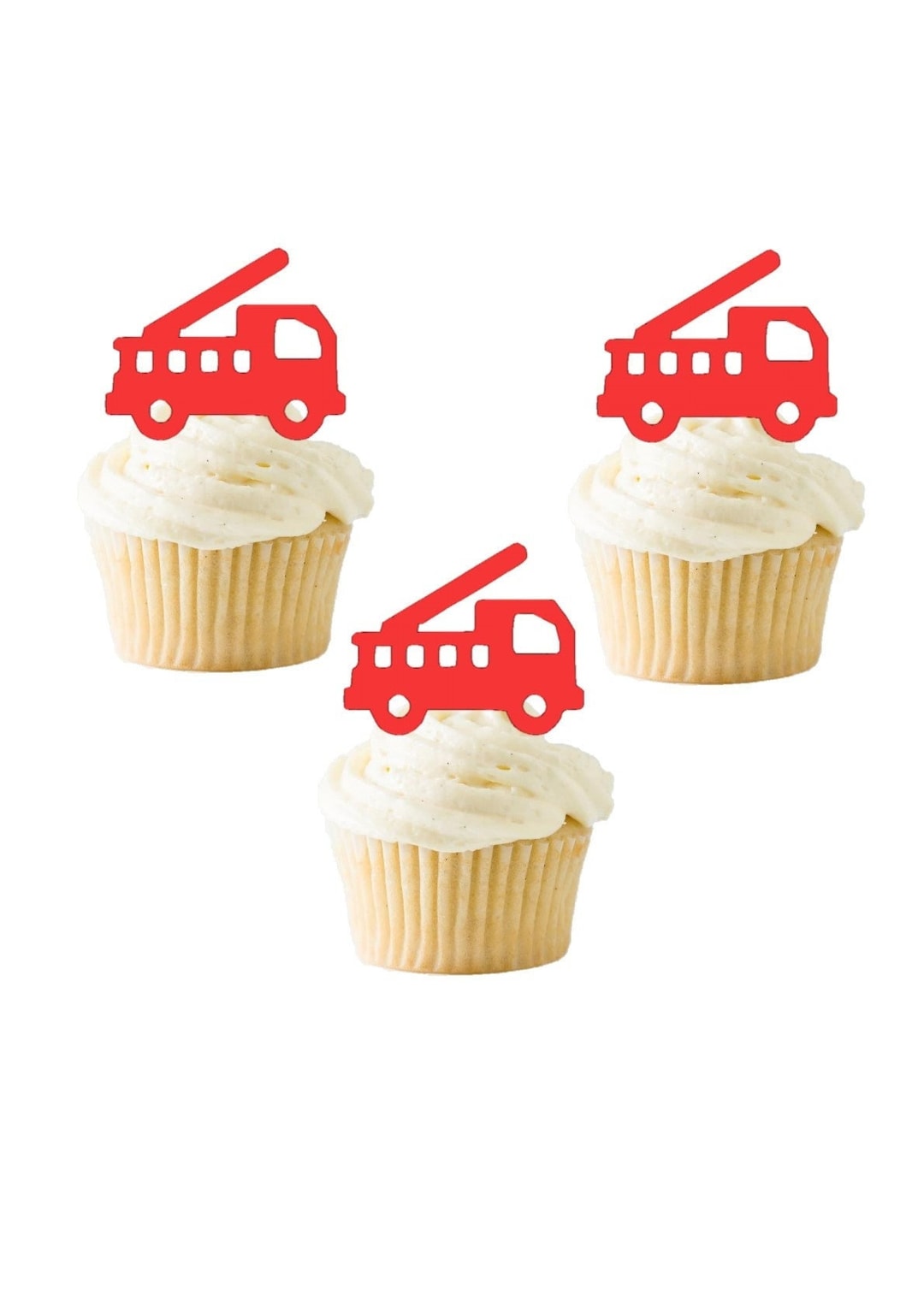 Fire Engine Cupcake Toppers / Fire Truck Cupcake Toppers / Fireman ...