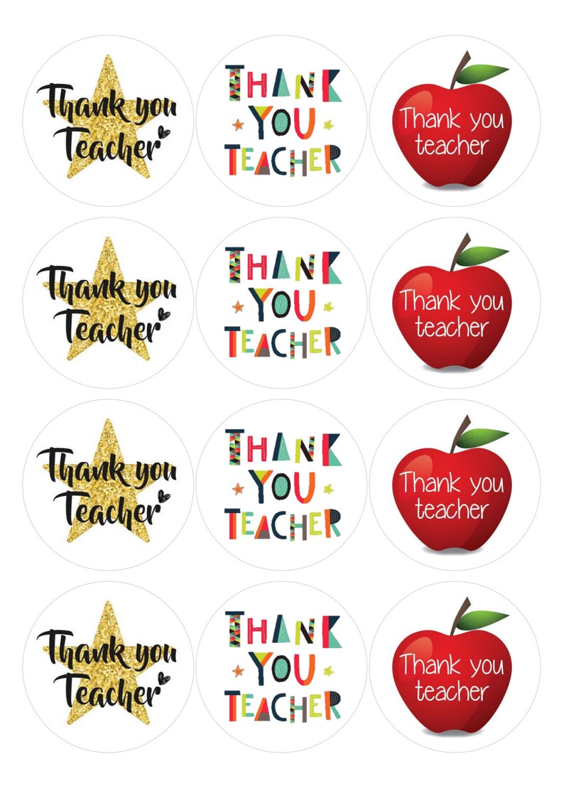 Edible Thank You Teacher Cupcake Toppers - Edible Teaching Toppers ...
