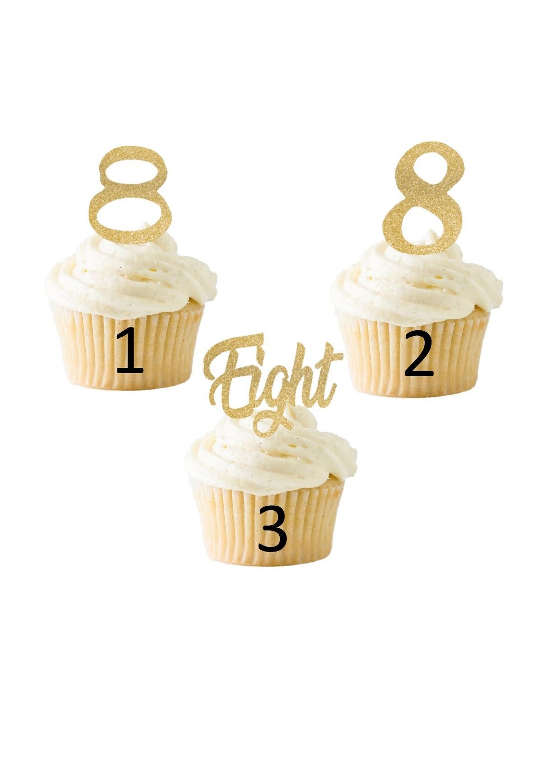 Number 8 Cupcake Toppers / 8th Birthday Toppers / Eight Cupcake Toppers ...