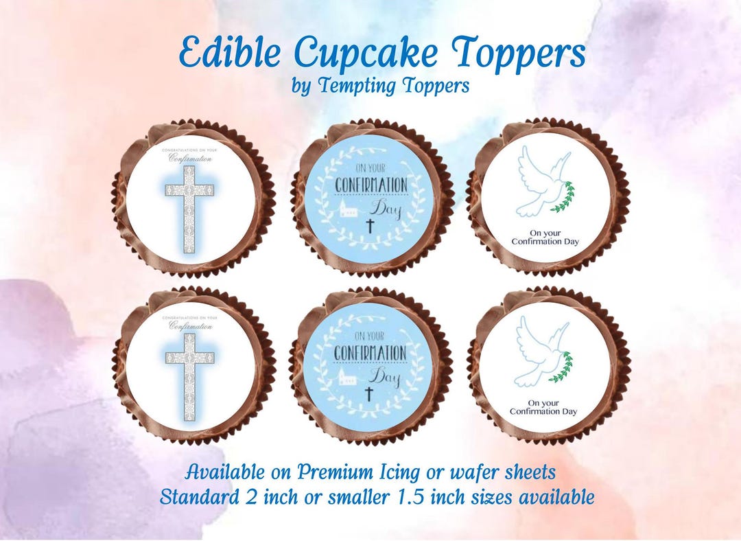 Edible Confirmation Cupcake Toppers - Edible Confirmation Day Toppers ...