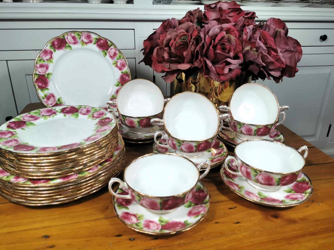 Royal Albert 'old English Rose ' Dinner Set, Eight Place Setting. - Etsy