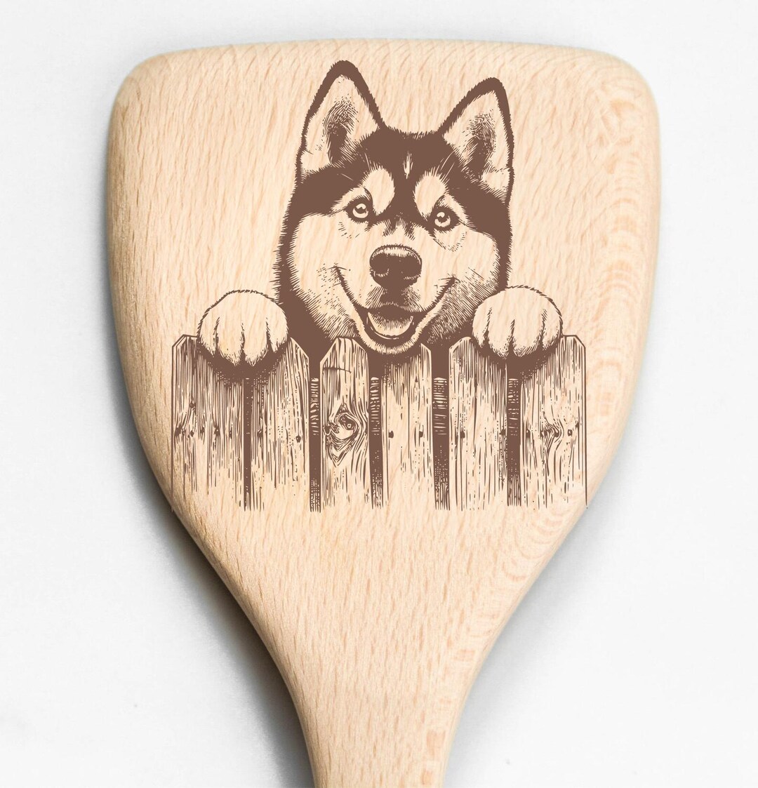 Husky Dog Beech Wood Spatula Laser Engraved - Etsy