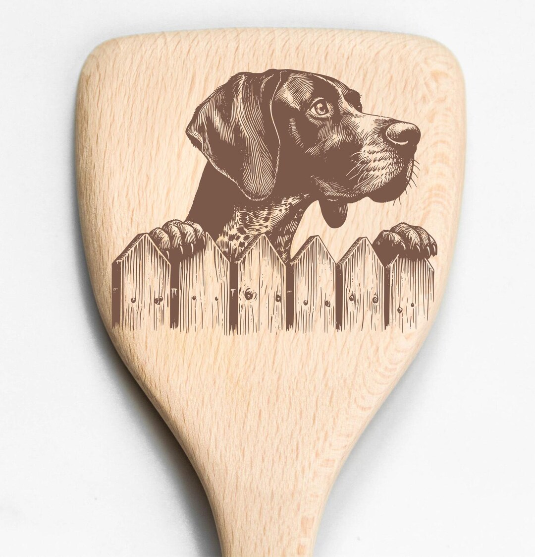 German Pointer Dog Beech Wood Spatula Laser Engraved - Etsy