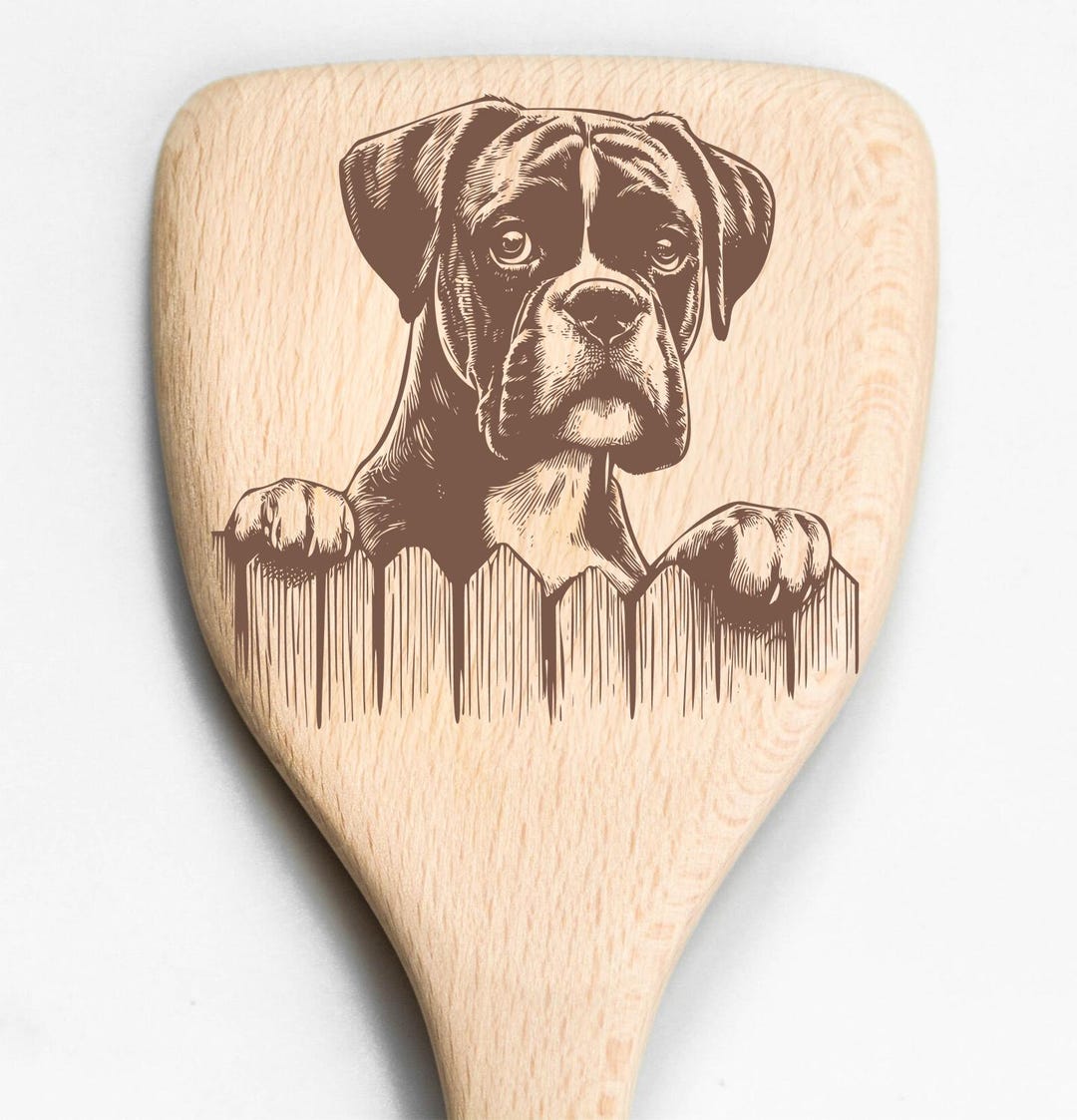Boxer Dog Beech Wood Spatula Laser Engraved - Etsy