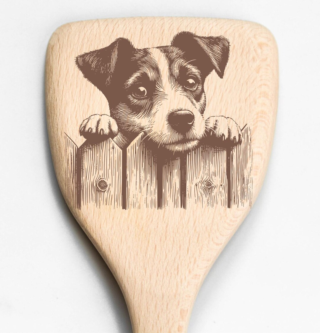 Jack Russell Dog Beech Wood Spatula Laser Engraved - Etsy