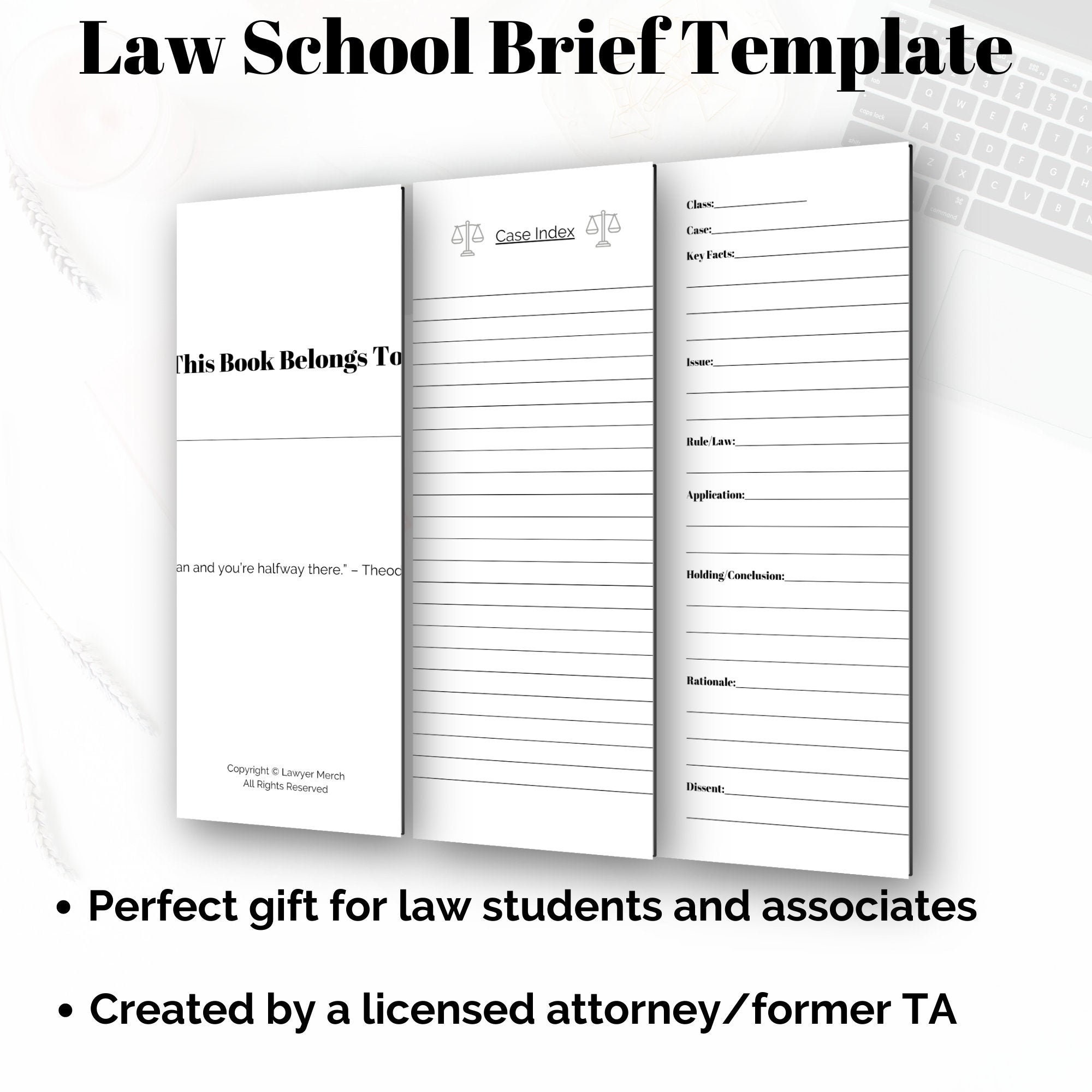 Law School Planner | Law School Template | Law School Case Brief | Law ...