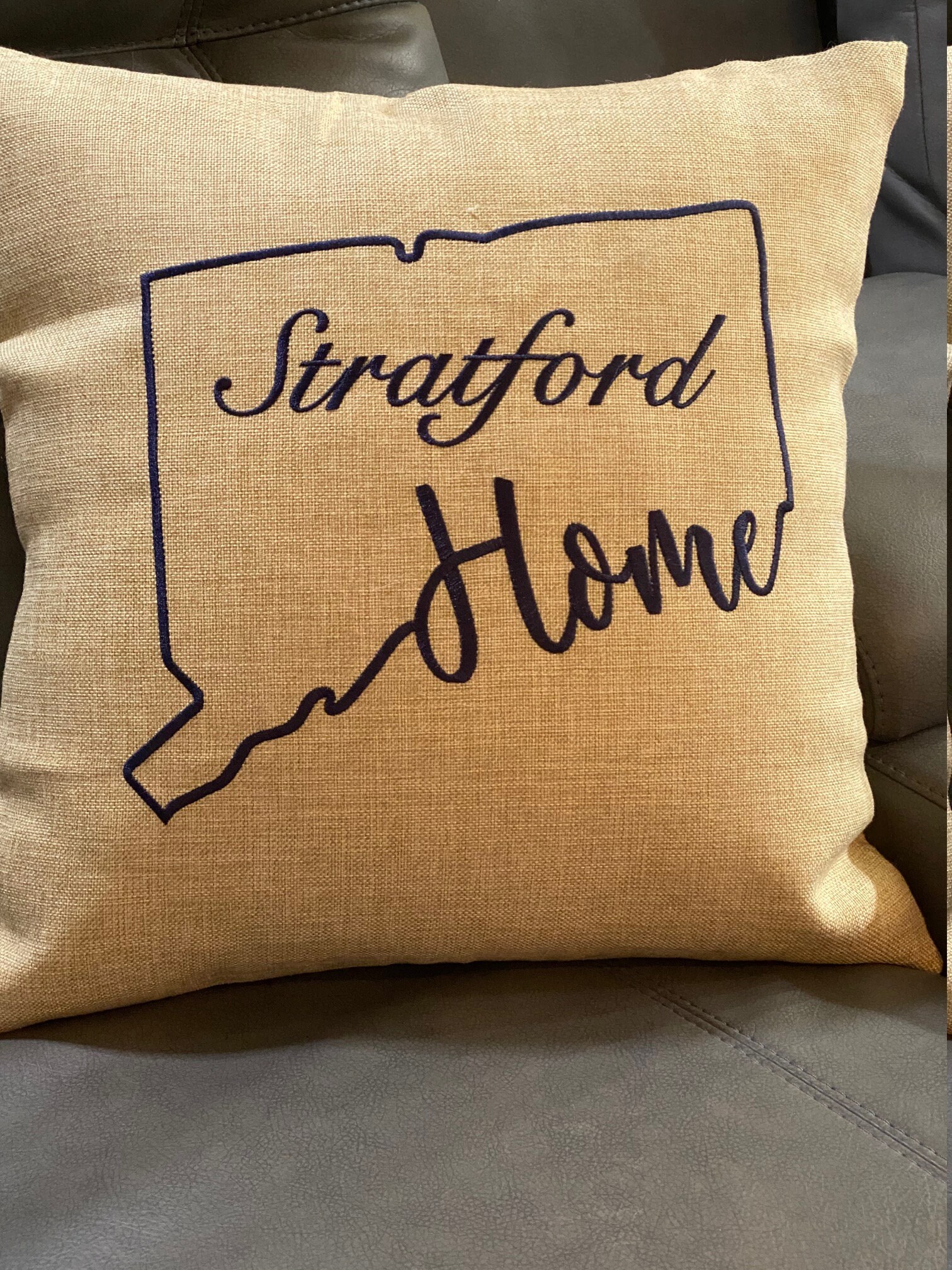 Embroidered Personalized Connecticut Home Pillow W/town Name Inside - Etsy