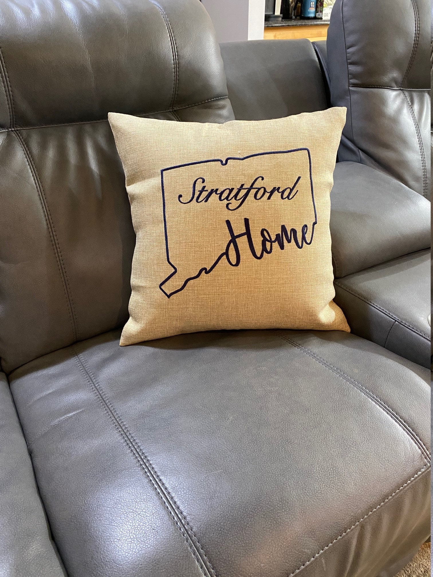 Embroidered Personalized Connecticut Home Pillow W/town Name Inside - Etsy