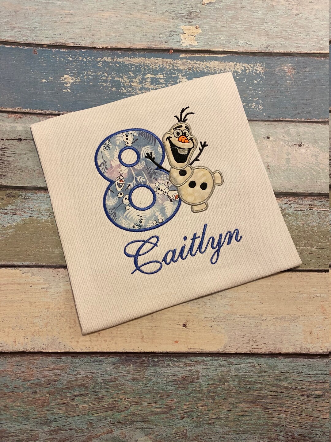 Girls/boys Personalized Olaf Birthday | Girls Embroidered 8th Birthday ...