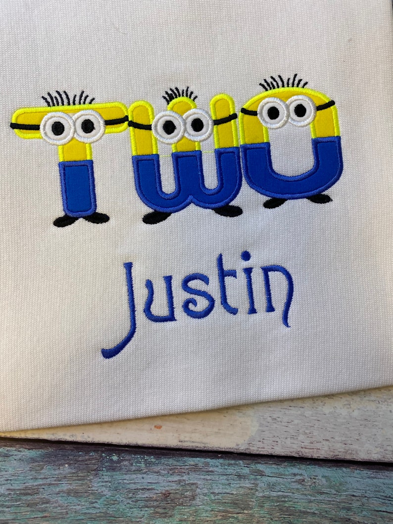 Minion Personalized 1 2 Or 6 Year Old Birthday Embroidered Etsy minion-personalized-1-2-or-6-year-old-birthday-embroidered-etsy