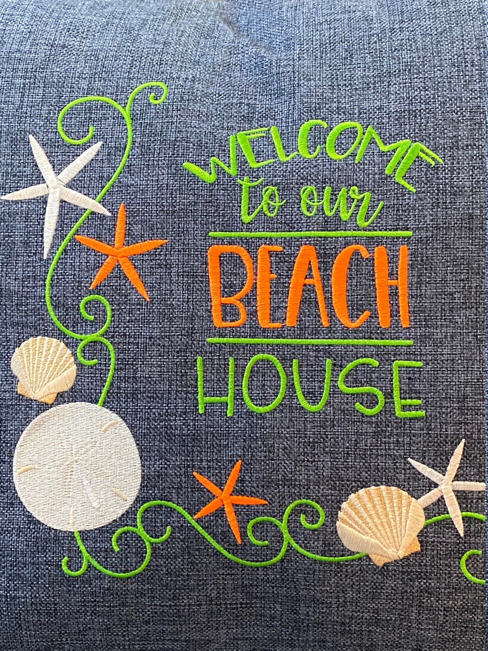 Embroidered welcome to Our Beach House Throw Pillow W/coastal Design - Etsy