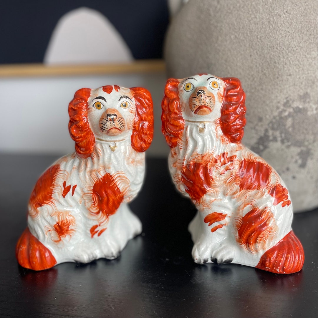 Rare Antique Pair of Staffordshire Dogs // no. 5 Red Mantel Dogs Circa ...