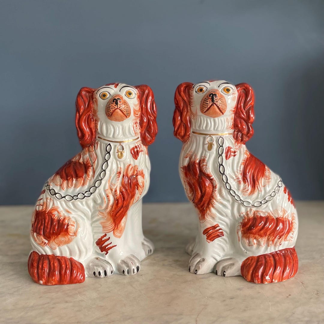 Rare Antique Pair of Staffordshire Dogs No. 3 Red Mantel Dogs Circa ...