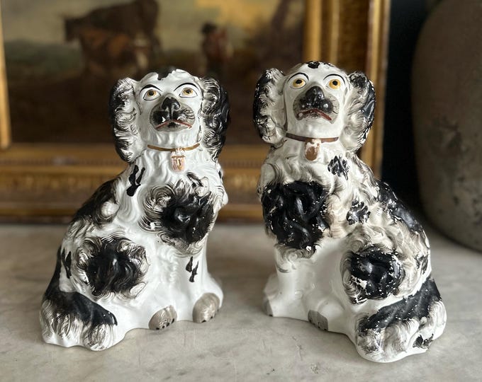 Rare Early Pair of Staffordshire Dogs Circa 1850 - “chunky ...