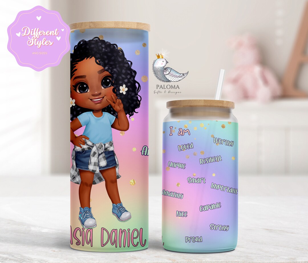 Personalized Kids Iced Coffee Cup Girl Tumbler Glass Cup Gift ...