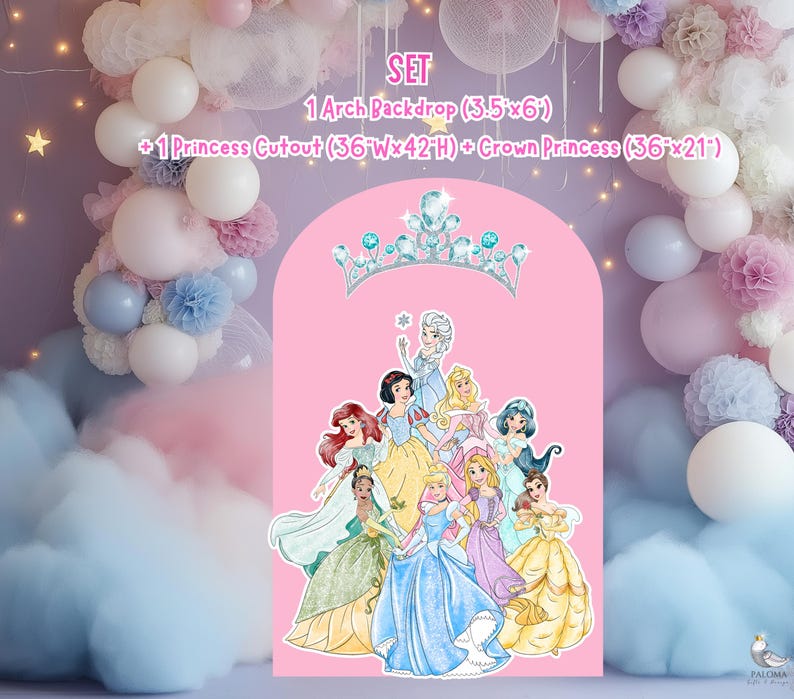 Custom Princess Birthday Party Backdrop & Yard Sign Set - Etsy