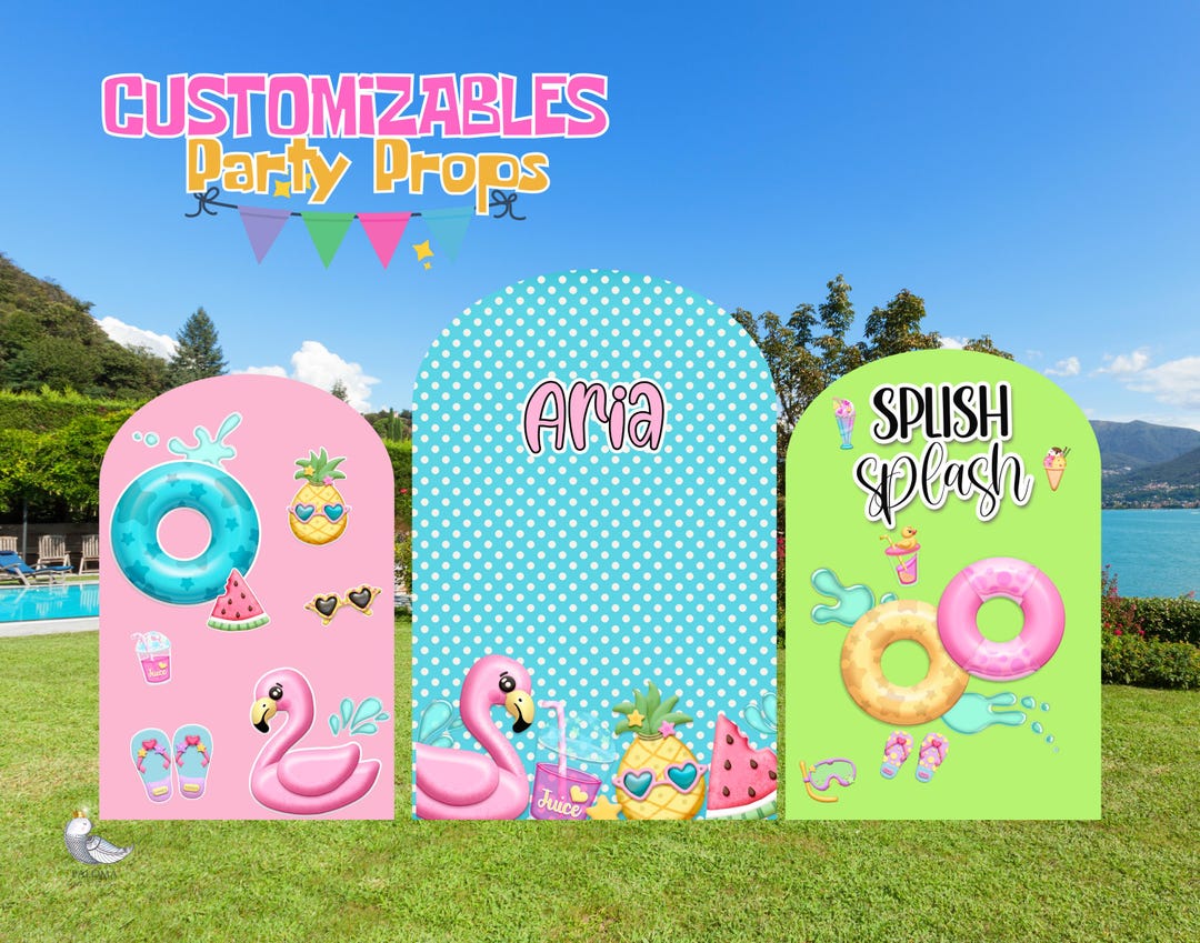 Party Pool Backdrops and Cutouts Welcome Yard Decor Set of 3 Panels ...