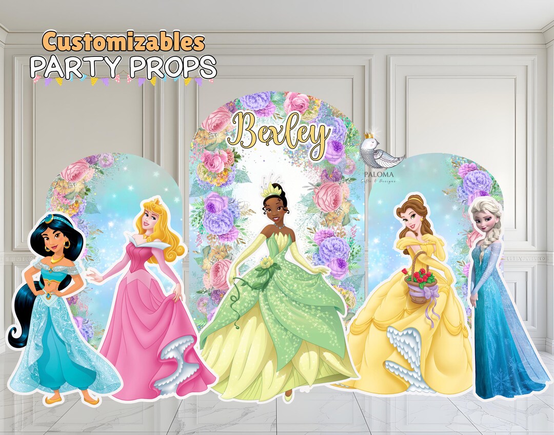Custom Princess Girls Party Backdrop 3 Panels Arch Backdrop Princess ...