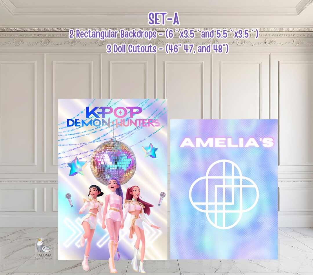 K-pop Themed Party Backdrop Kpop Demon Hunter Standee Cutouts ...
