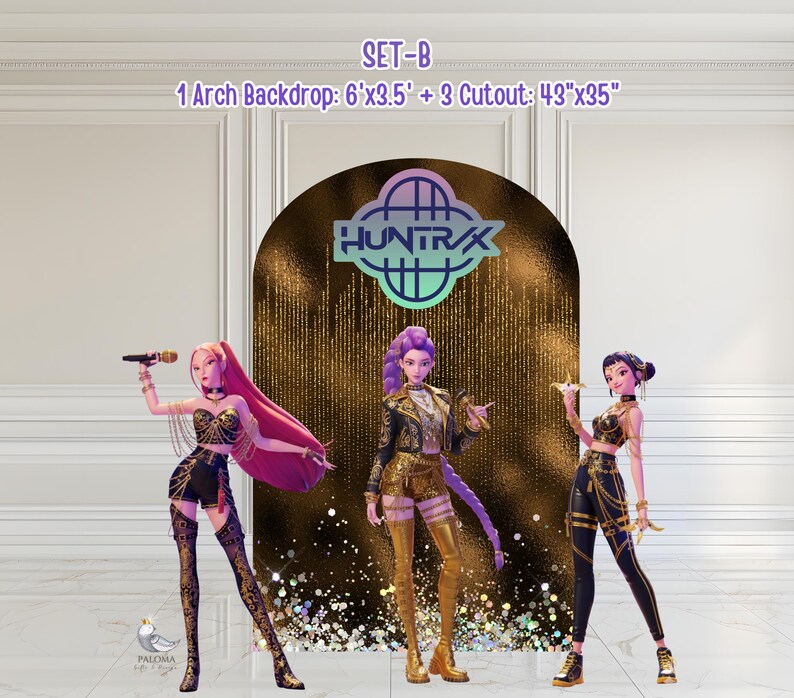 K-pop Themed Party Backdrop Kpop Demon Hunter Standee Cutouts ...
