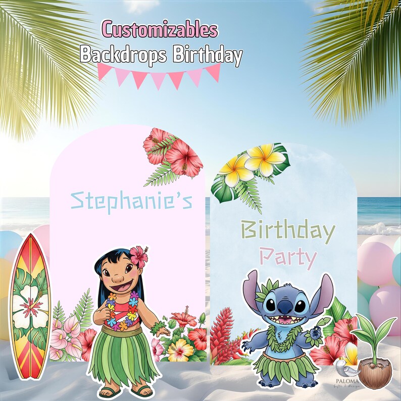 Lilo & Stitch Birthday Party Backdrop: Custom Hawaiian Cutouts - Etsy