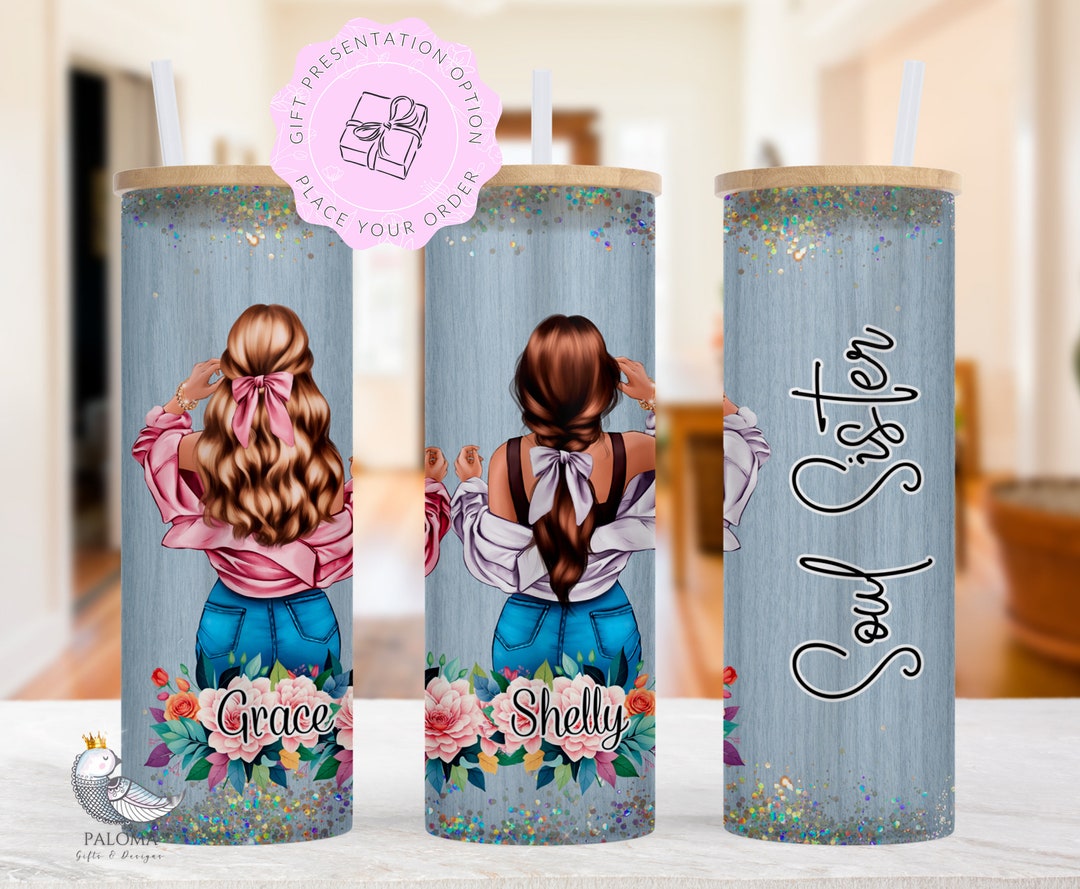 Custom Soul Sister Glass Cup Personalized Bestie Cup Gift Long Distance ...