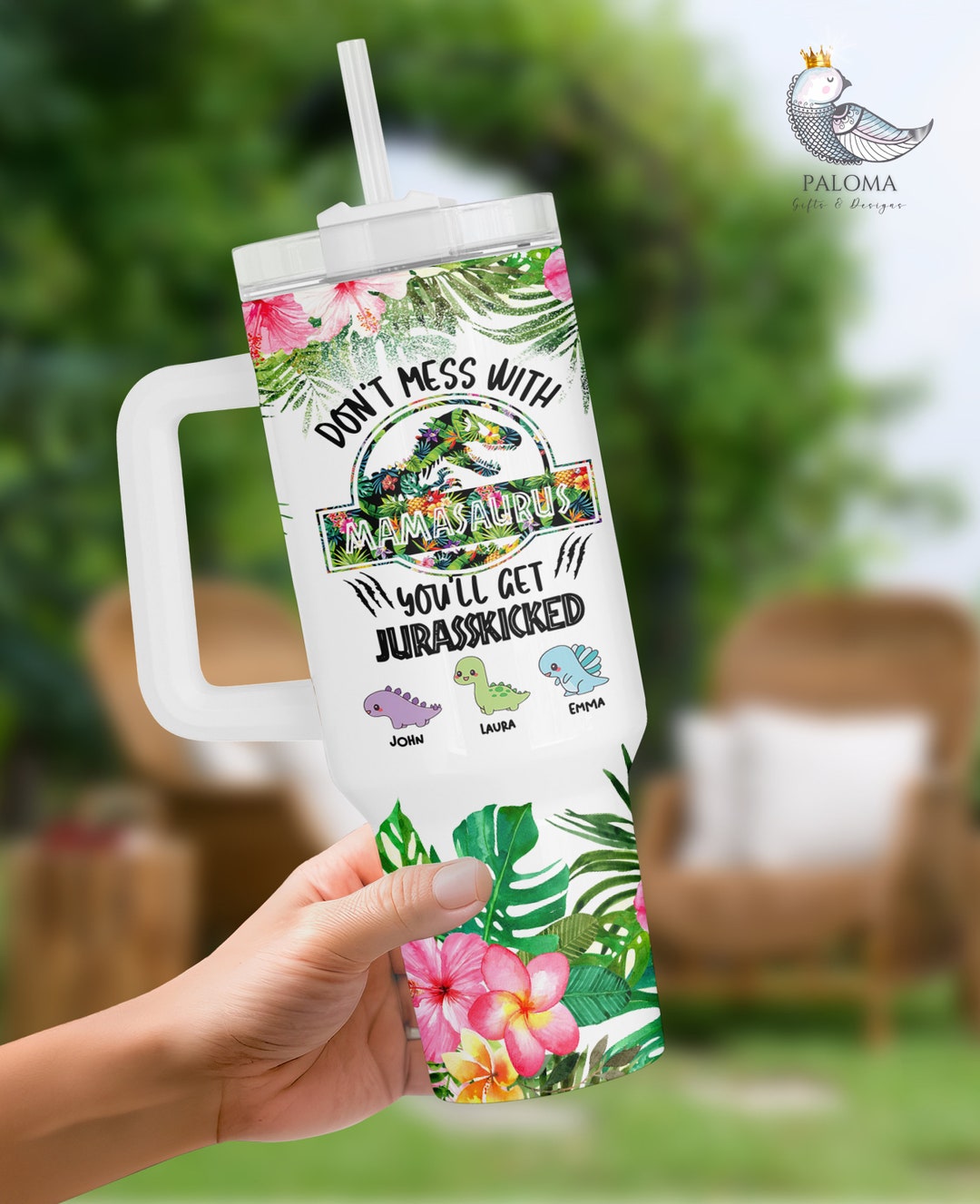 Mamasaurus 40oz 20oz Cup Gift Tumbler Gift Dinosaur Mom Tumbler ...