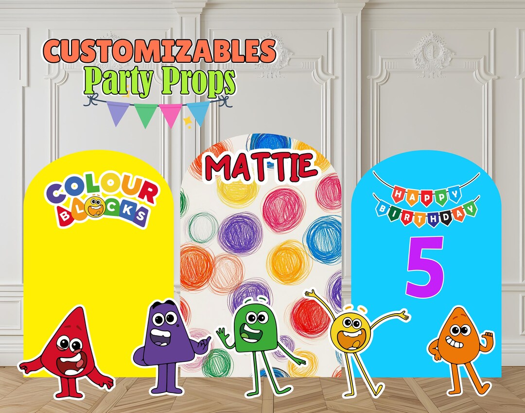 Custom Colourblocks Party Backdrop 3 Panels Arch Backdrop Color Blocks ...