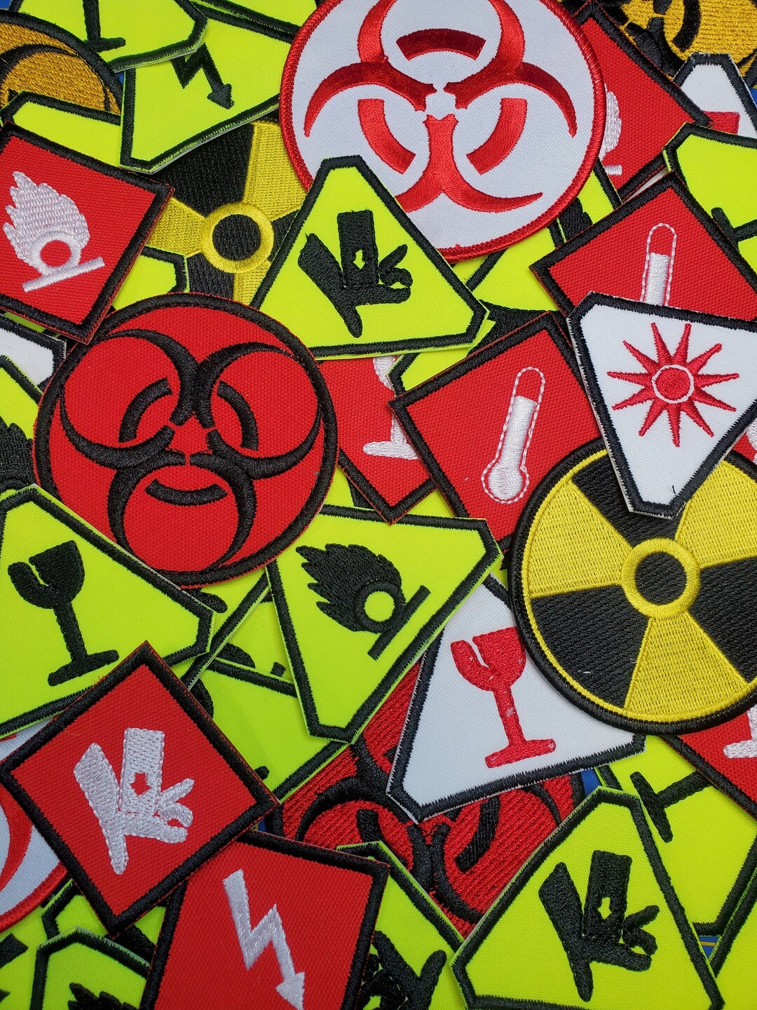 PATCHBOMB PACK Hazard Symbol Embroidered Patches Iron-on for Denim ...
