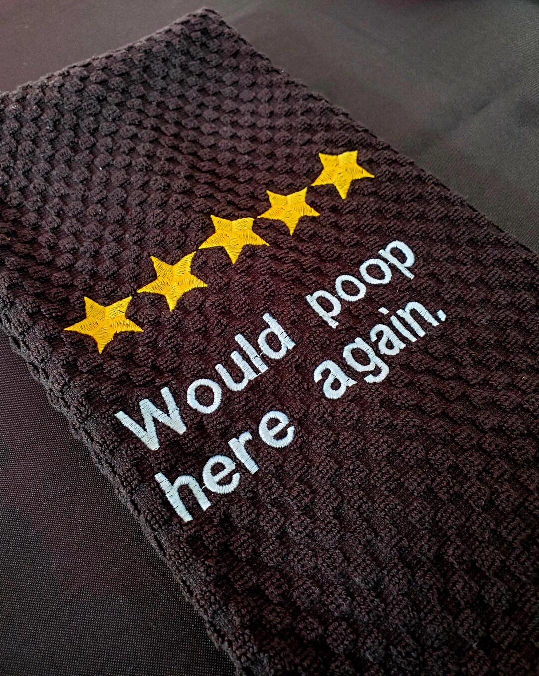 Would Poop Here Again 5-star Bathroom Hand Towel - Embroidered in the ...