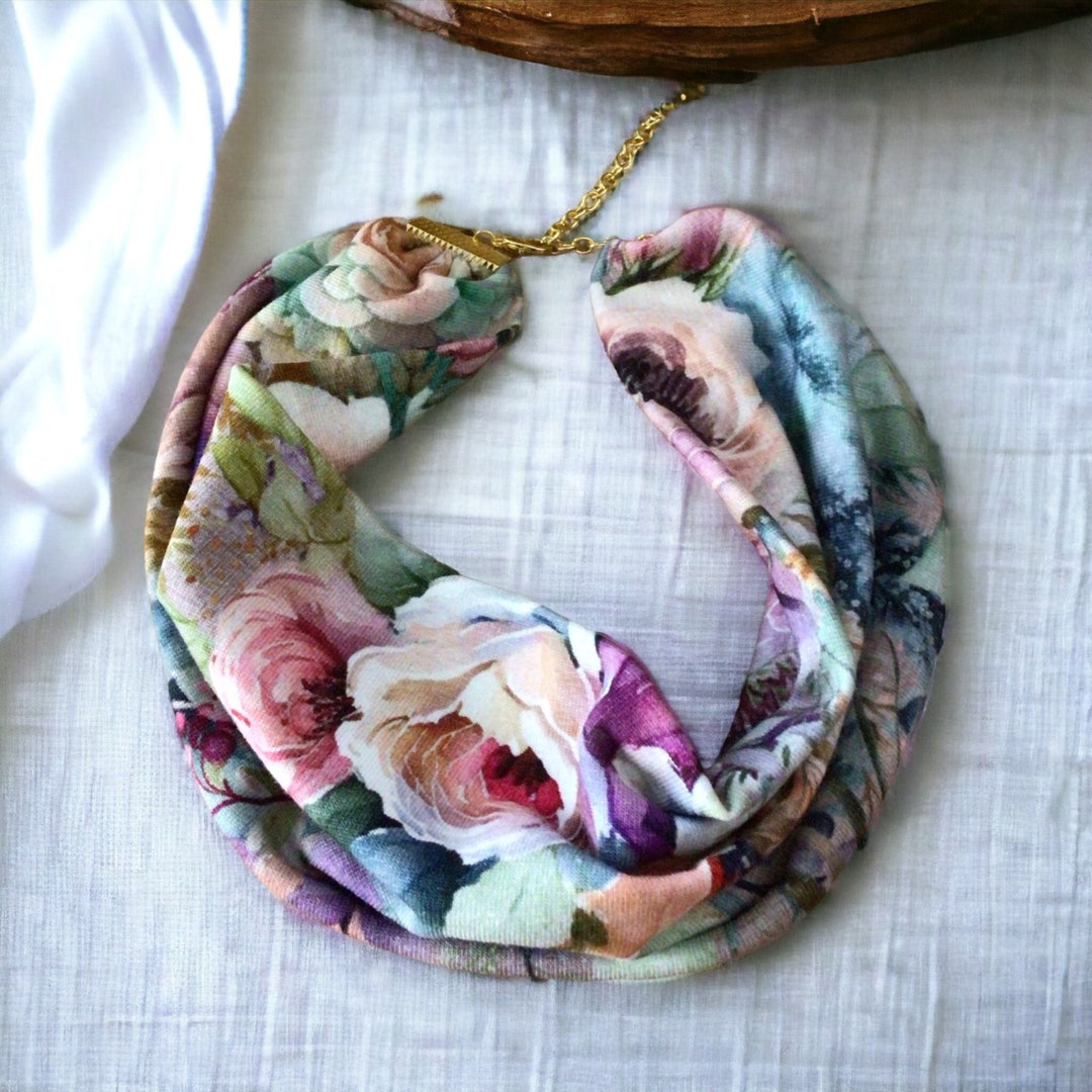 100% Organic Cotton Scarf Necklace / Boho Chic Necklace / Textile ...