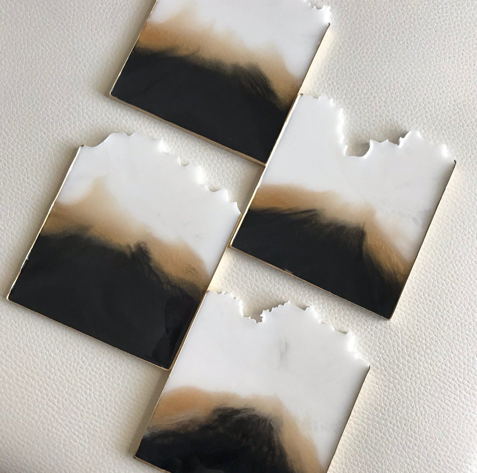 Black & White Resin Coasters: Set of 4 Unique, Handcrafted Coasters - Etsy