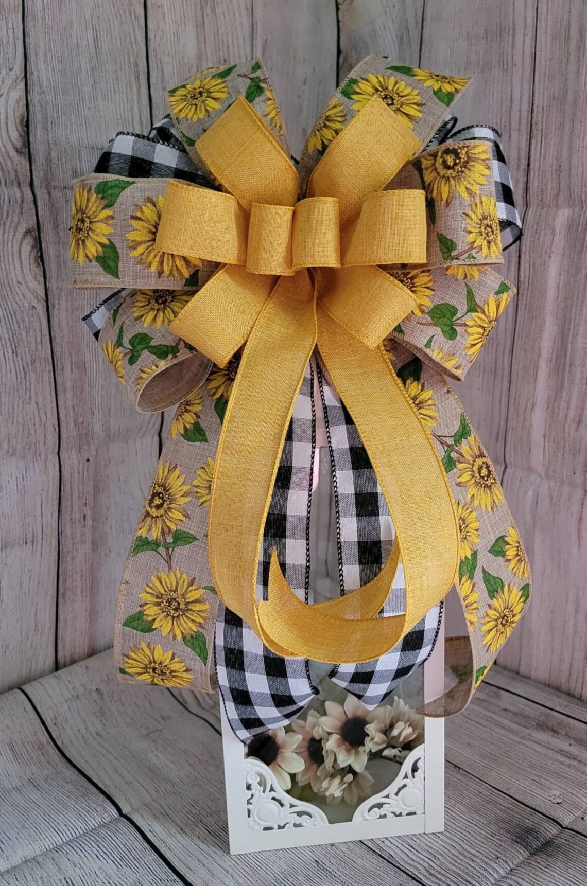 Sunflower Bow Sunflower Decoration Farmhouse Bow Fall - Etsy