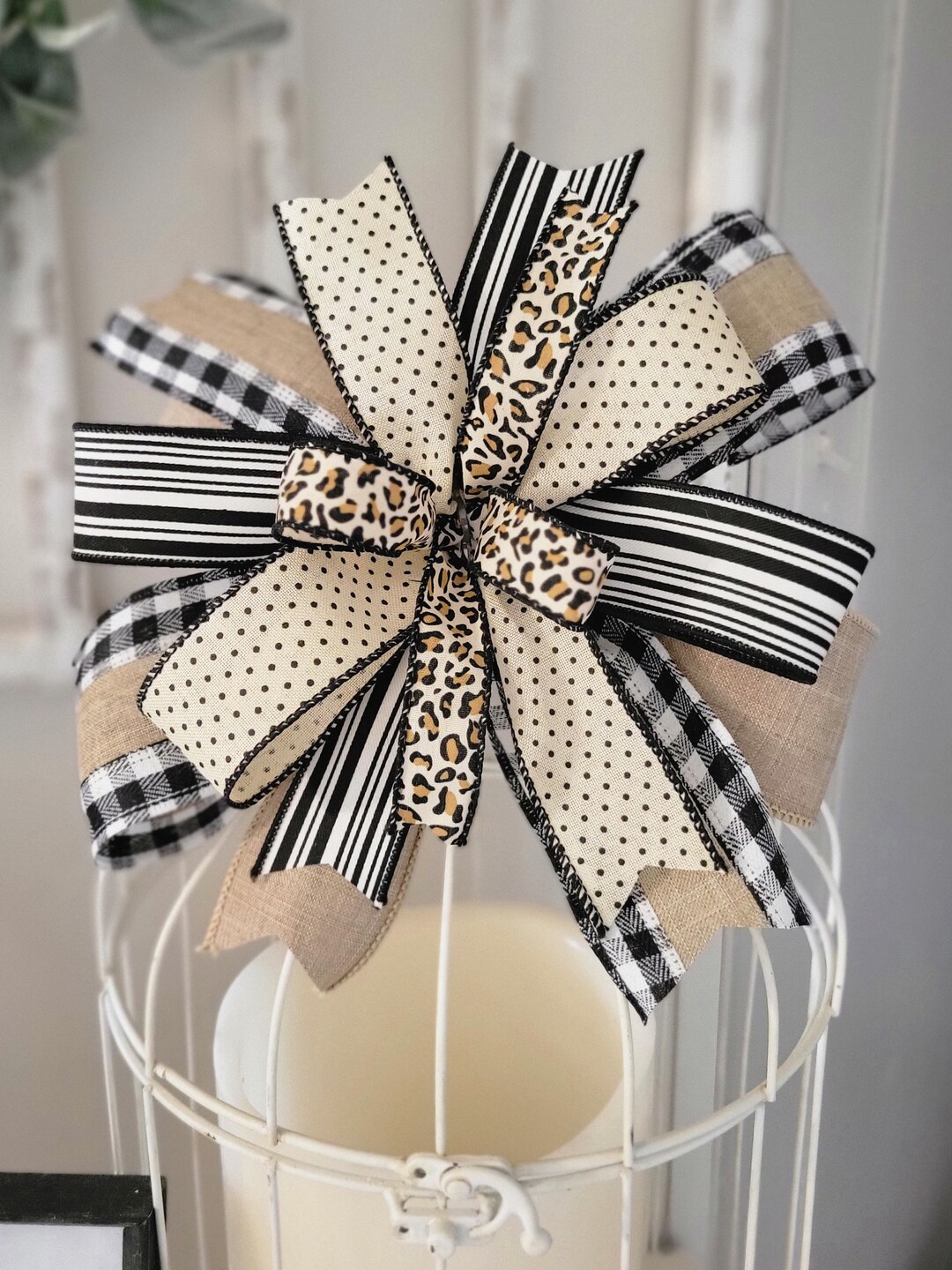 Farmhouse Decoration, Farmhouse Bow, Bow for Lantern, Bow for Wreath ...