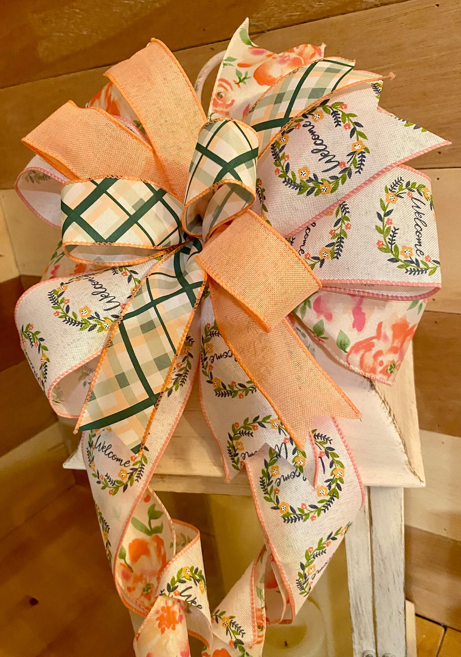 Spring Bow Welcome Bow Easter Bow Bow for Wreath Bow for - Etsy