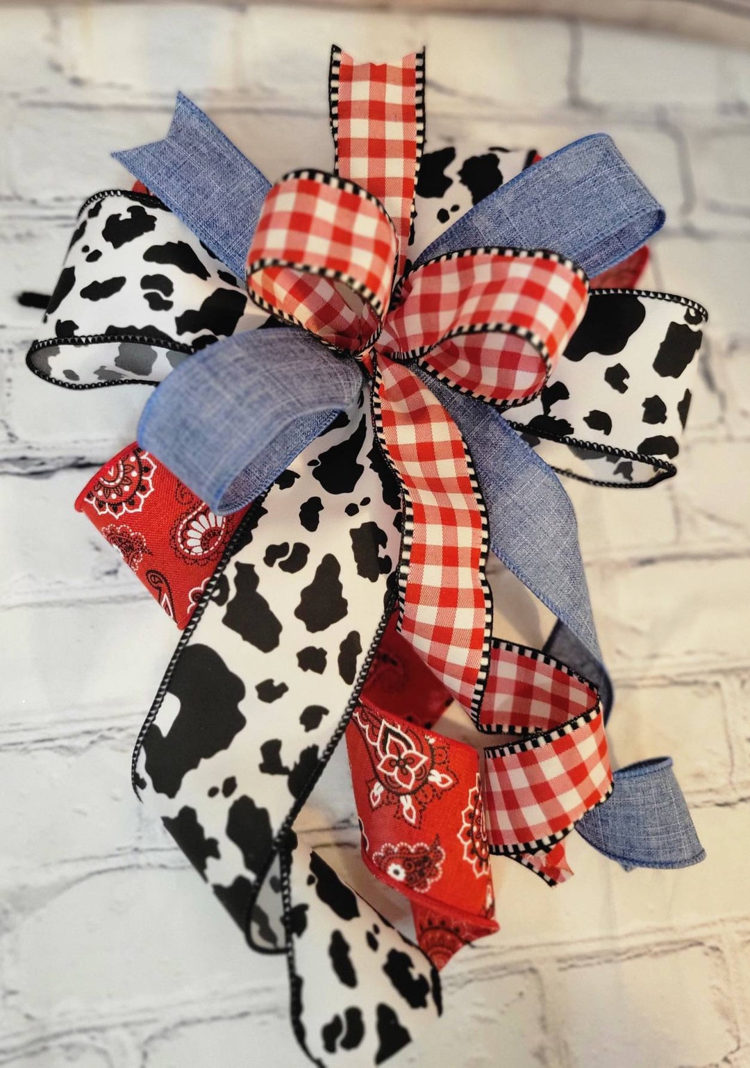 Farmhouse Bow, Cow Bow, Rustic Bow, Country Bow, Farmhouse Decor ...