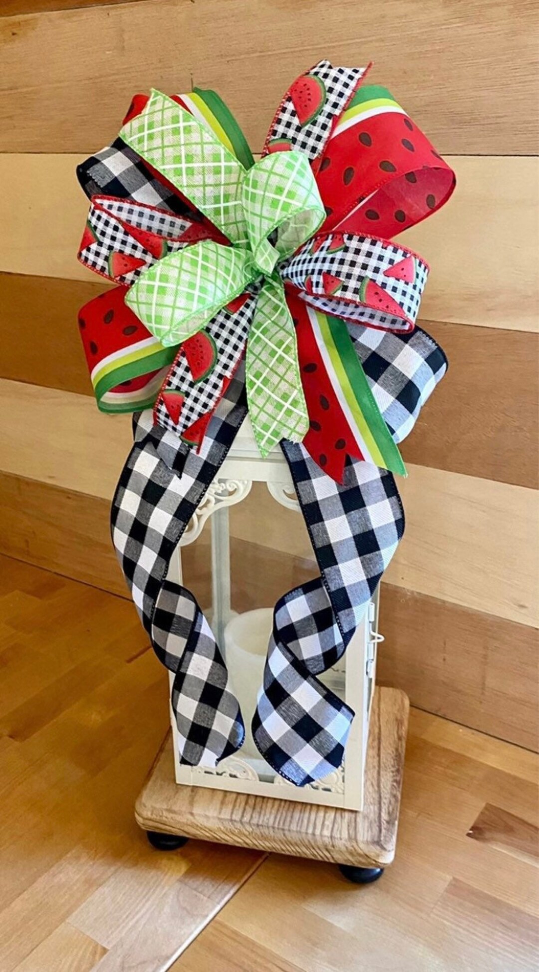 Watermelon Bow, Bow for Lantern, Bow for Wreath, Summer Bow, Watermelon ...