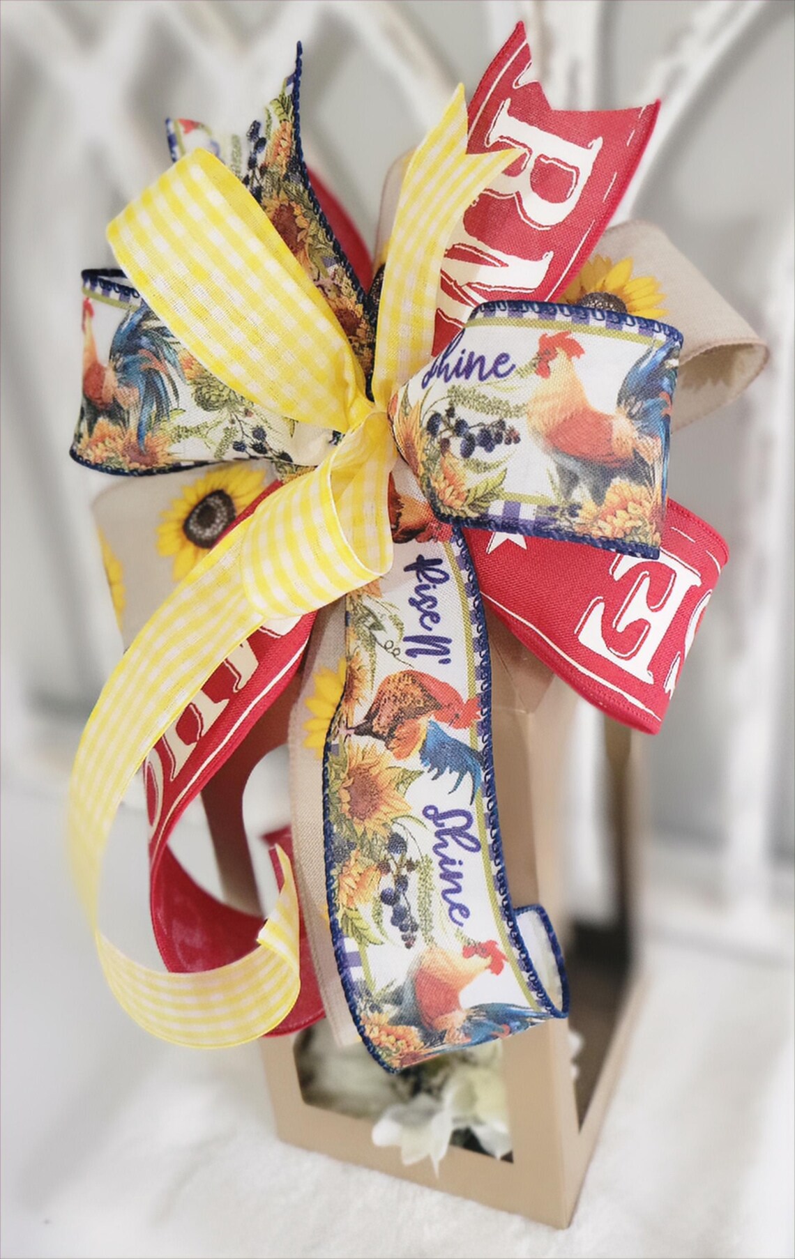 Farmhouse Bow, Bow for Lantern, Bow for Wreath, Chicken Coop Decoration ...